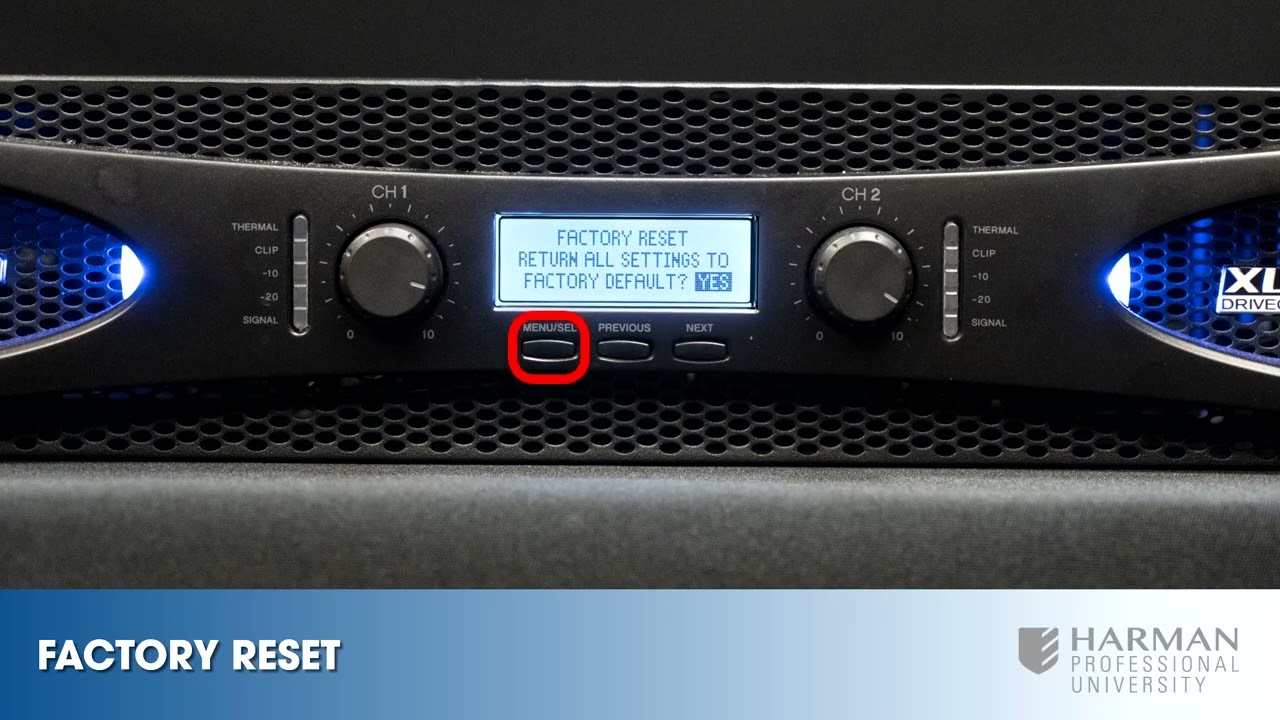 Crown | Factory Reset   XLS Amplifiers