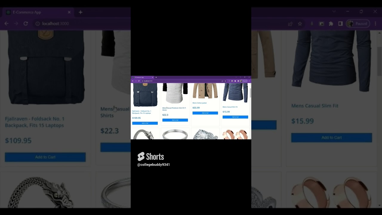 E-Commerce Website #shorts #youtubeshorts #react #ecommerce #project #beginners