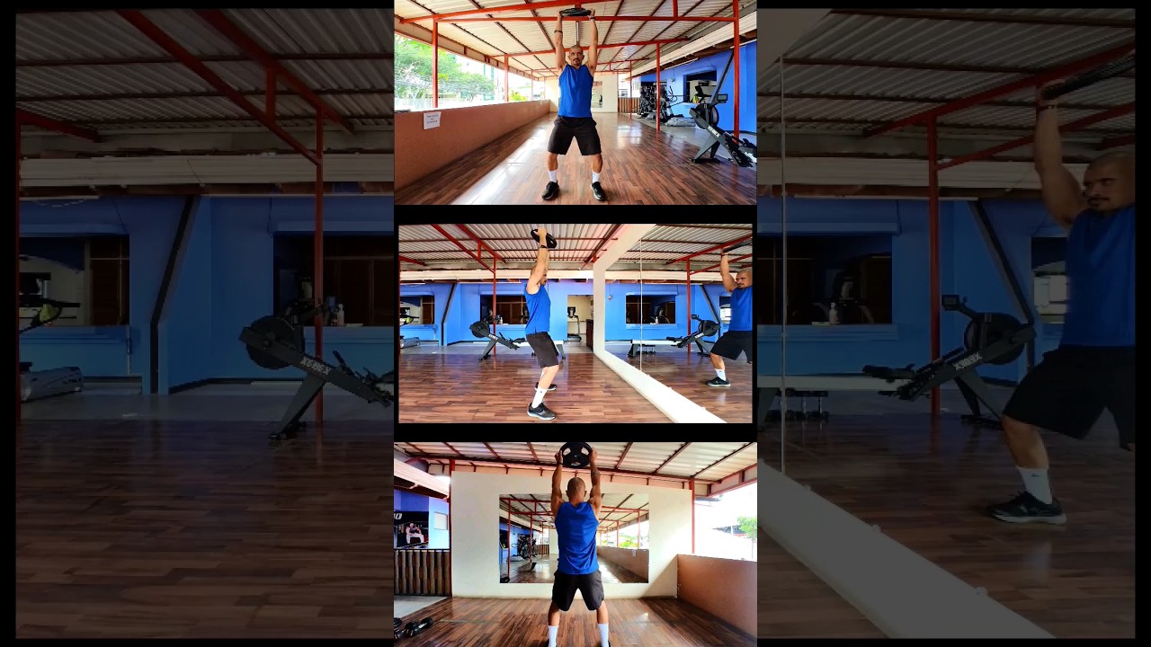 Video for the Single plate overhead press standing exercise | App ...