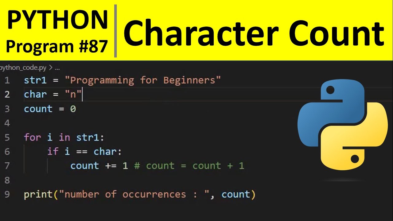 Python Program #87 - Count Number of Occurrence of a Character in String in Python