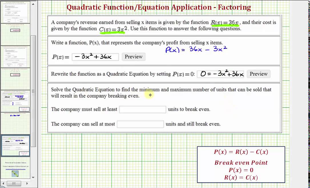 Ex: Quadratic Function Application - Profit (GCF)