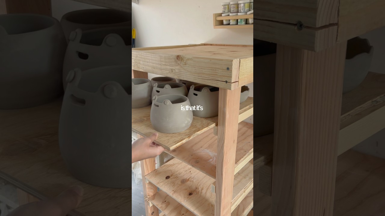 diy shelf for your art studio #diy #artstudio #pottery