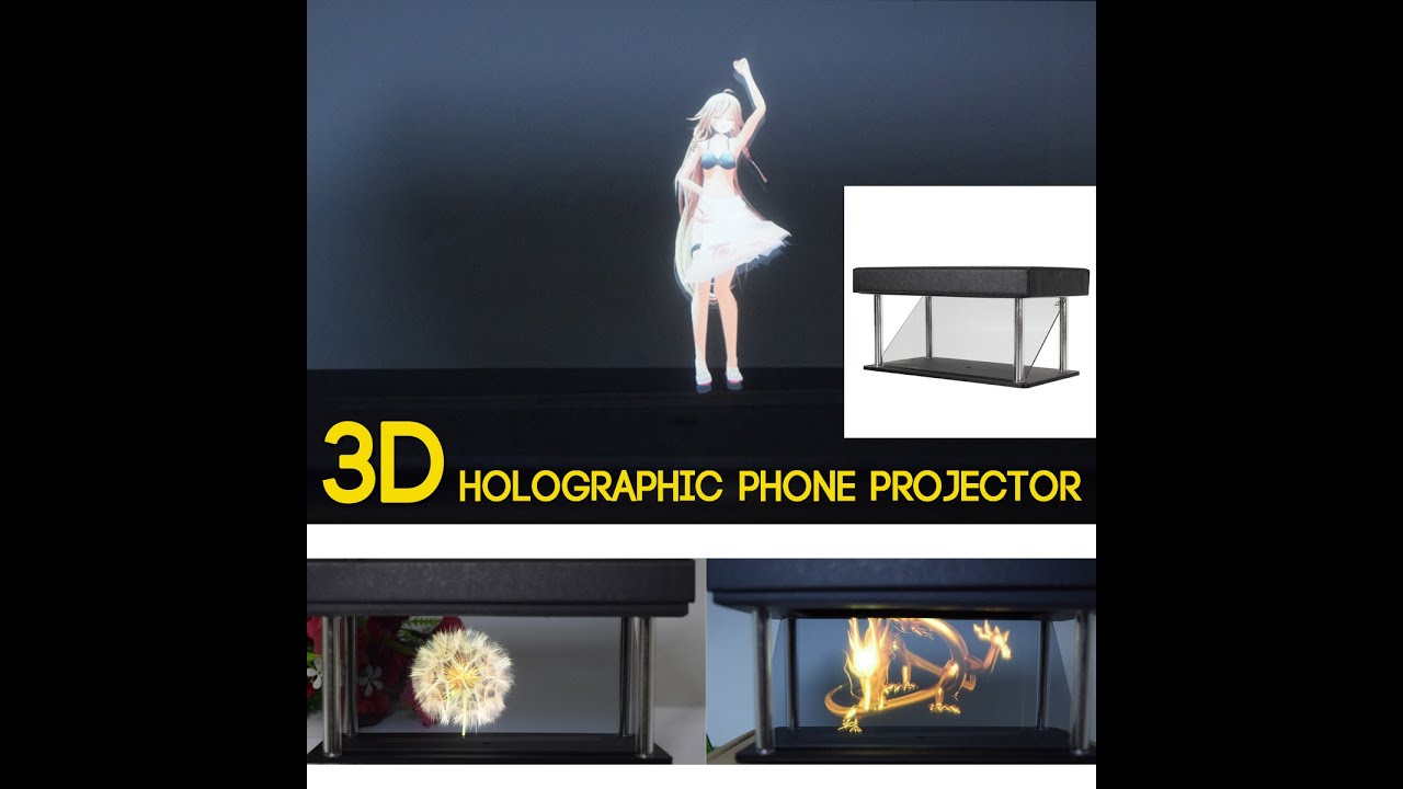 3D Mobile Phone Hologram Box Display Stand Projector Pyramid Display Showcase For 3.5-6inch Use