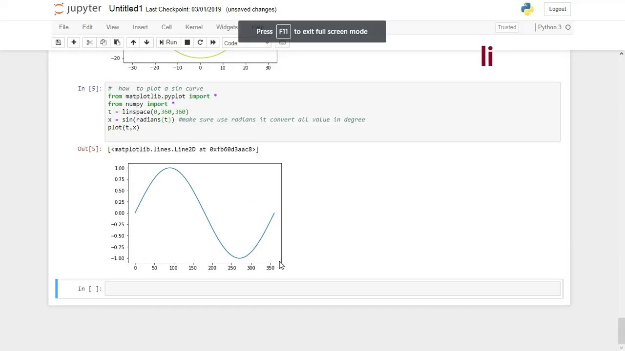 how to plot sin graph in python