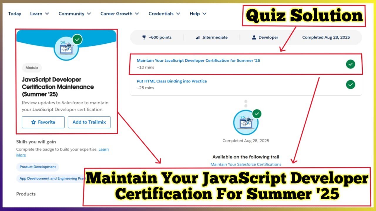 JavaScript Developer Certification Maintenance Summer '25 | Maintain Your JavaScript Developer