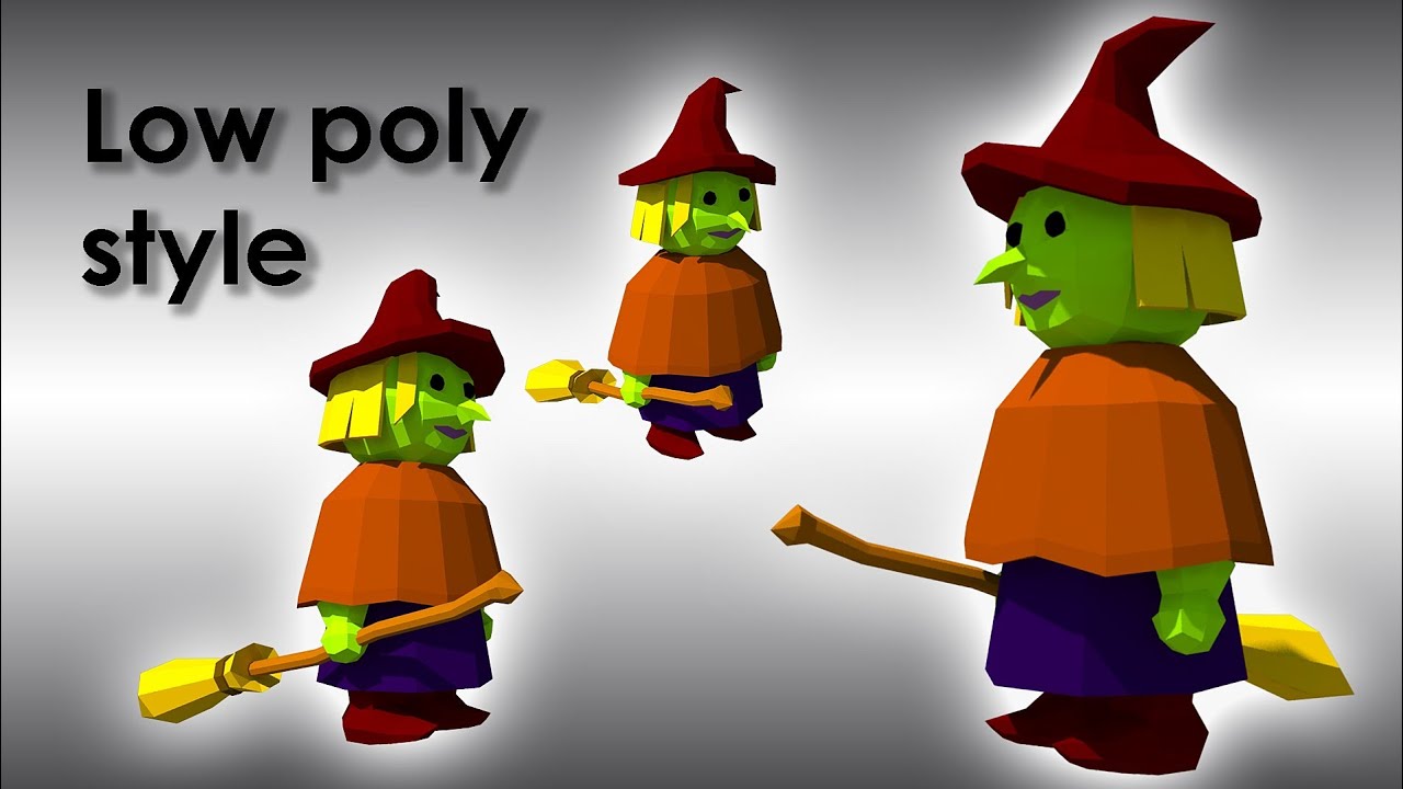 Low poly style modeling Witch (Autodesk Maya tutorial)