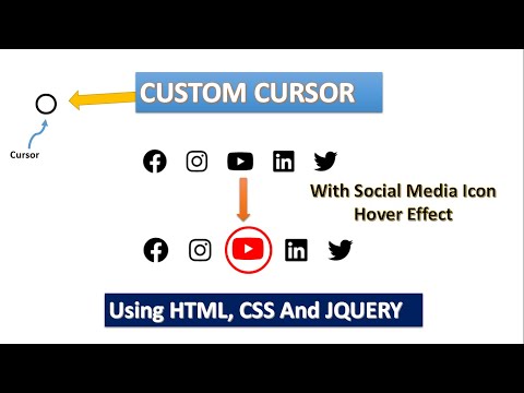 How To Create Custom Cursor With Social Media Icon Hover Effect | Custom Cursor With CSS and JQuery.