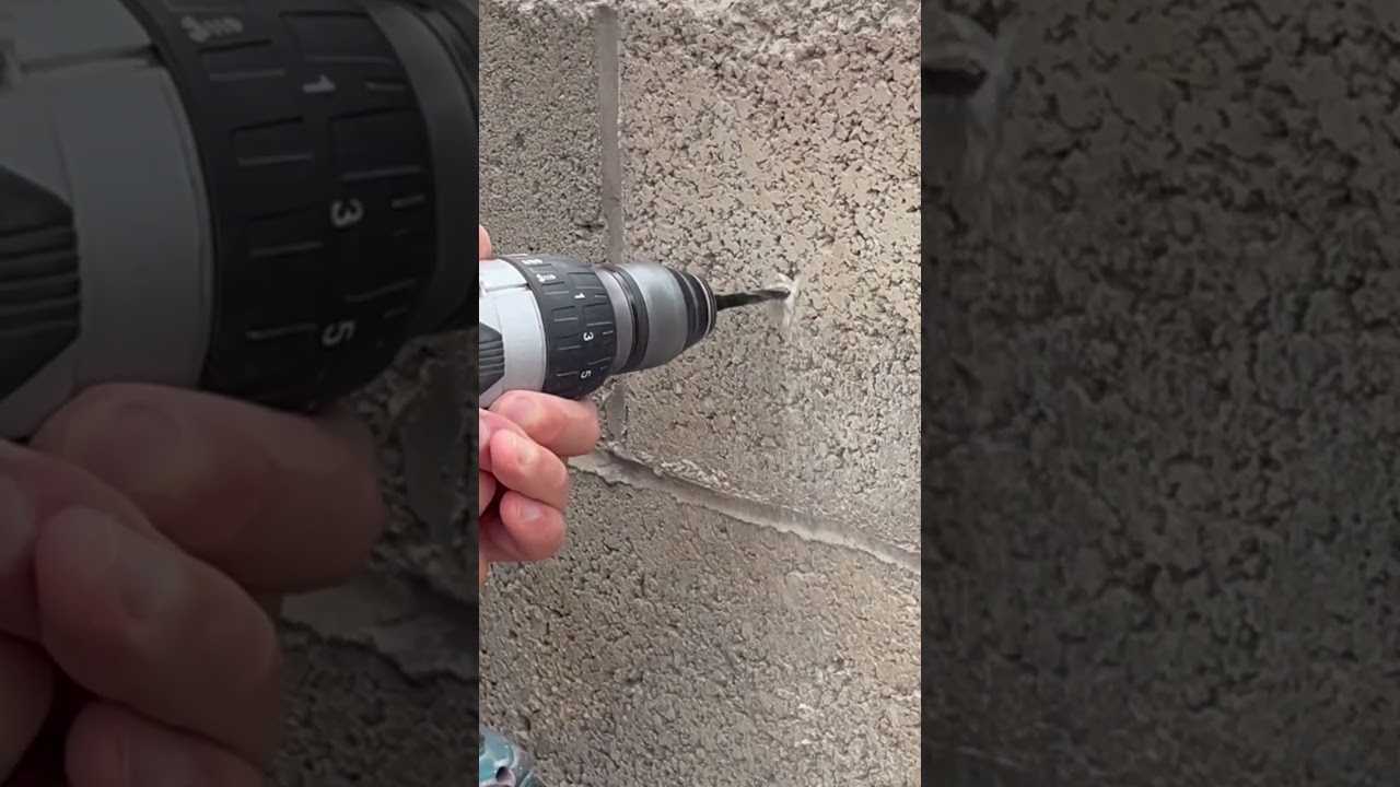 How to drill a hole in concrete! #diy  #constructionsupplies #drilling #satisfying #asmr
