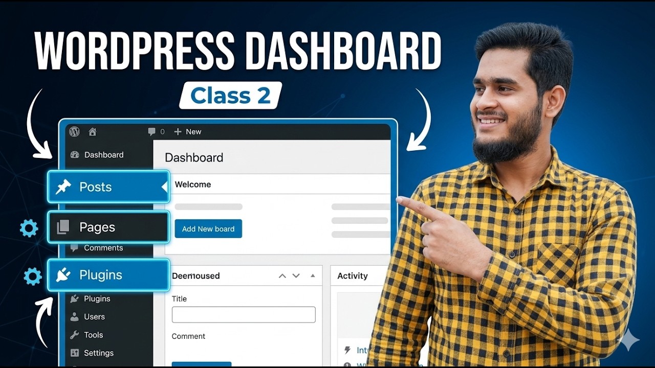 WordPress Dashboard Tutorial (Class 2) | Complete Beginner Guide 2026