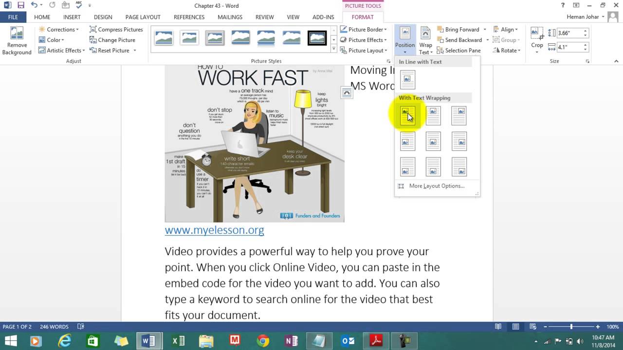 Moving Images IN MS Word Hindi - Learn Excel Course, MS Word Course & MS Excel Course - Myelesson