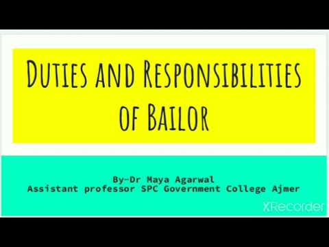 Duties and Responsibilities of Bailor