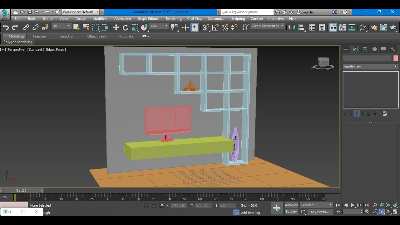3DsMax Tutorials, Tutorial on Modeling a Stylish TV Unit in 3dsmax ( Part 1)