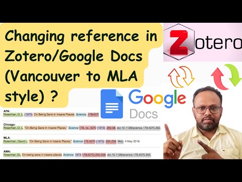 How to Change Reference Style (Vancouver to MLA style) in Zotero Reference Manager/Google Docs?