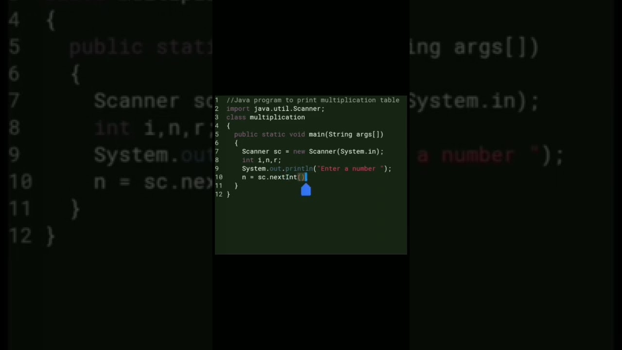Java program to print Multiplication table