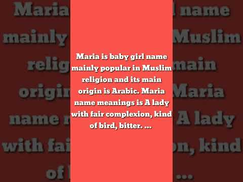 maria name meaning || what does maria mean
