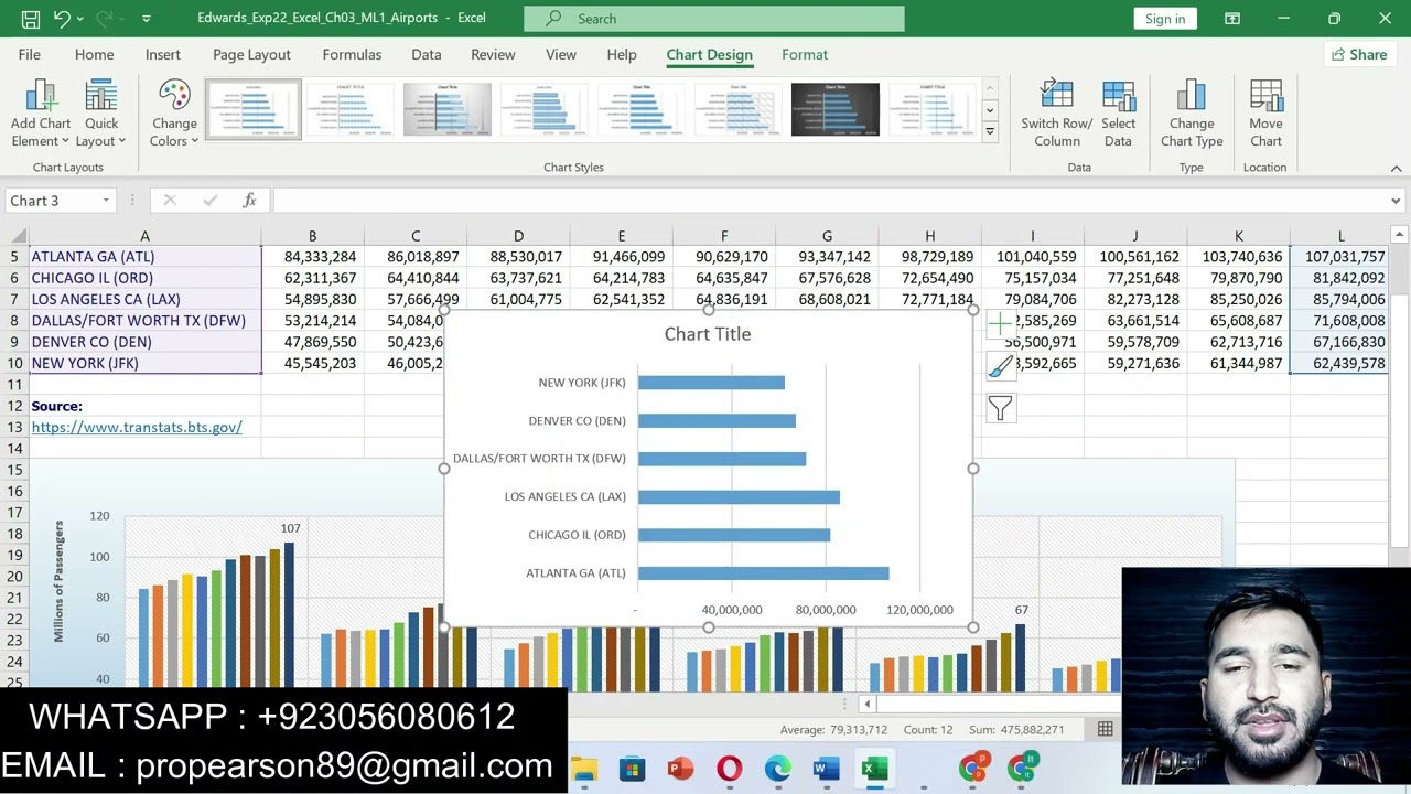Exp22_Excel_Ch03_ML1_Airports | Excel Chapter 3 Mid-Level 1 - Airport Passenger Counts/all steps1-16