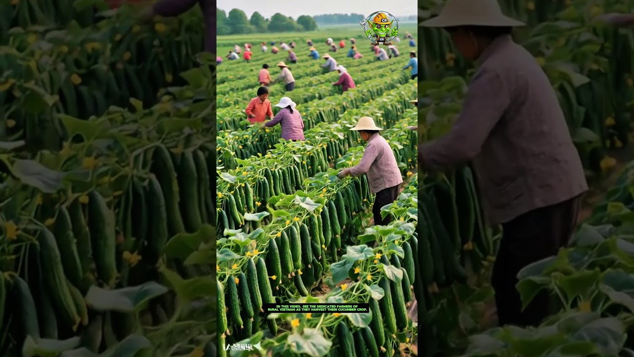 Cucumber Harvest in Rural Vietnam: A Farmer's Journey