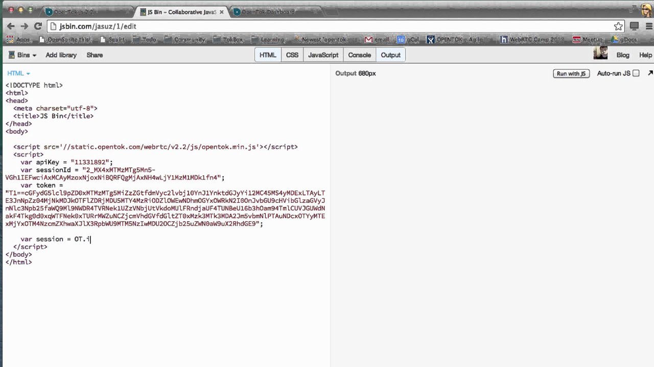 TokBox QuickStart Guide- OpenTok API