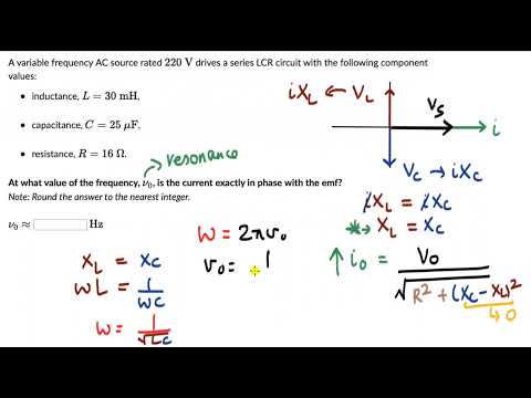 Worked examples: Resonance frequency in LCR circuits | AC | Physics | Khan Academy