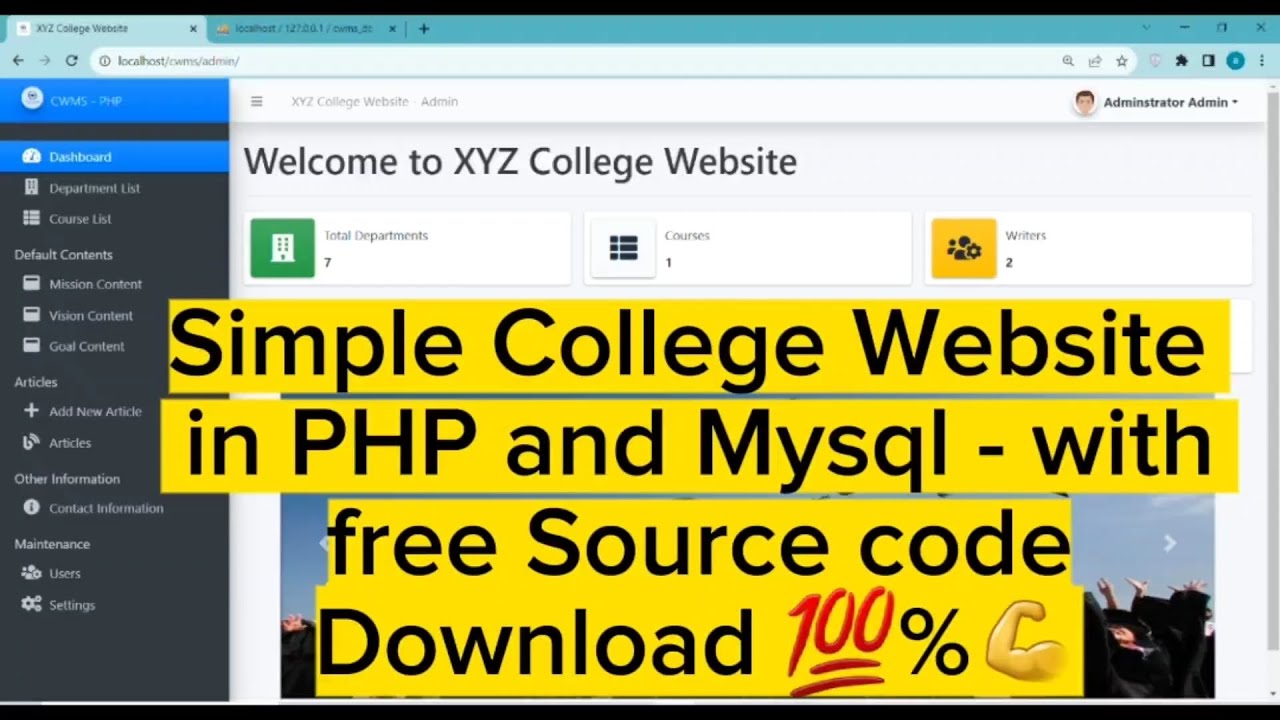 Simple College Website in PHP and MySQL with Free Source Code | Download & Demo