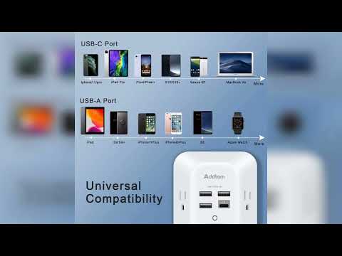 Review: 2 Pack Addtam USB Wall Charger Surge Protector, 5 Outlet Extender with 4 USB Charging ...