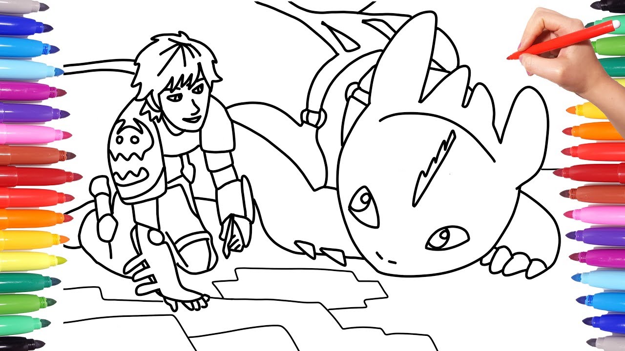 How to Train Your Dragon 3 the Hidden World Coloring Pages for Kids, How to Draw Hiccup Toothless