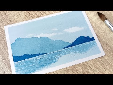 Easy Watercolor Landscape Painting for Beginners | Step by Step Tutorial | Monochromatic Mountains