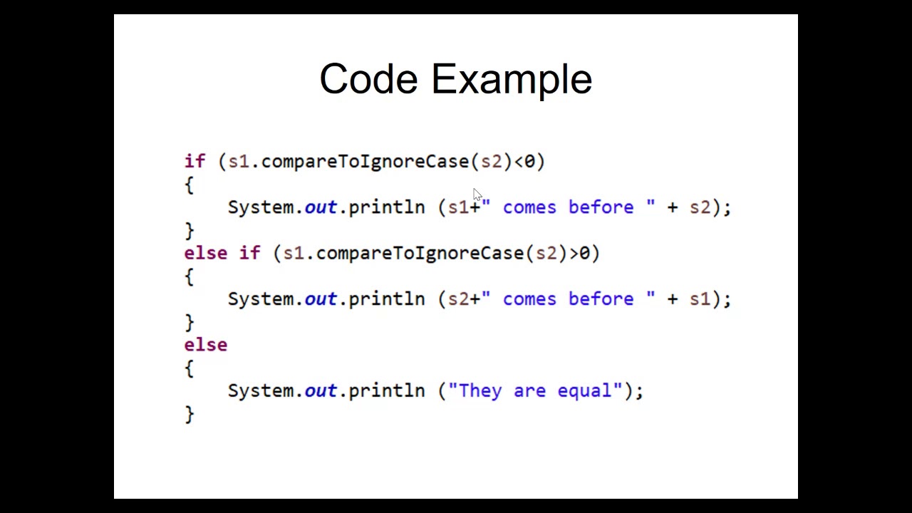 Java - Strings Lesson 3 - Comparison Methods