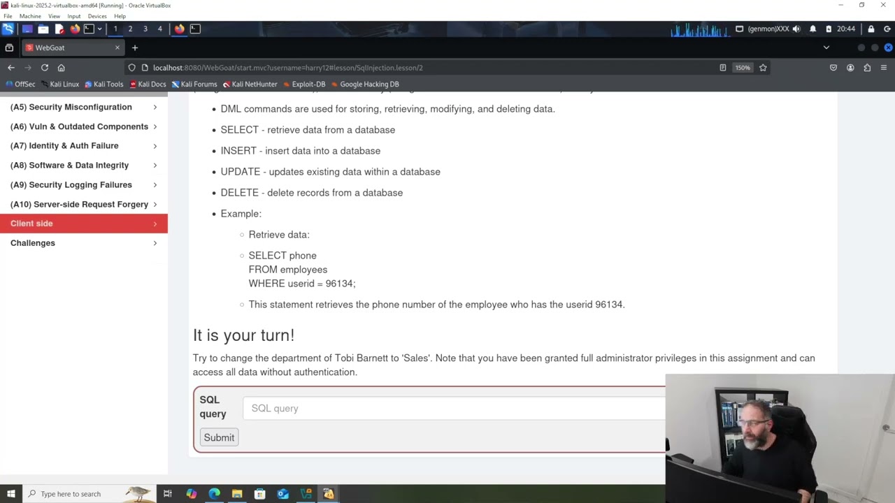 SQL Injection Tutorial for Students | WebGoat Hands-On Lab