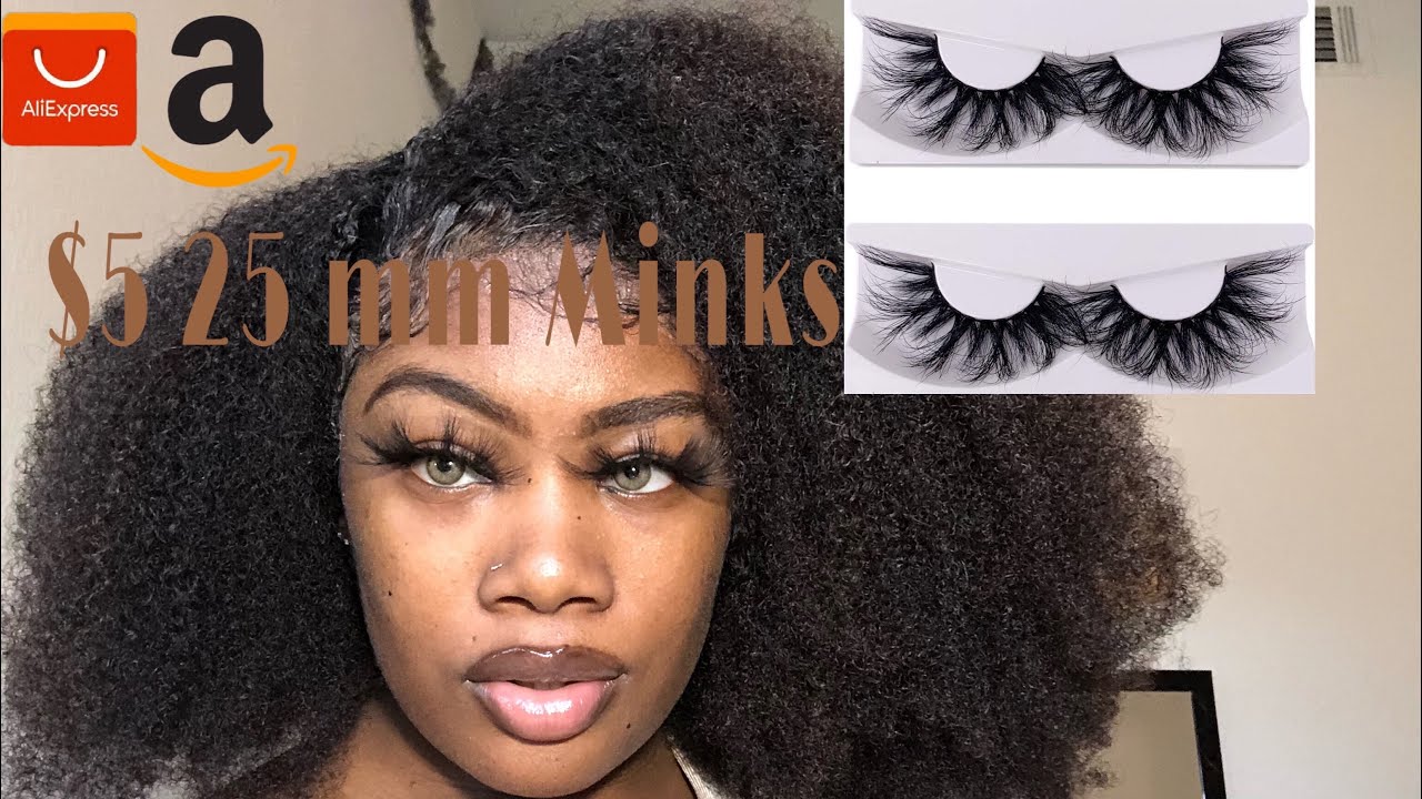 AMAZON MINK LASHES 25mm try on + review