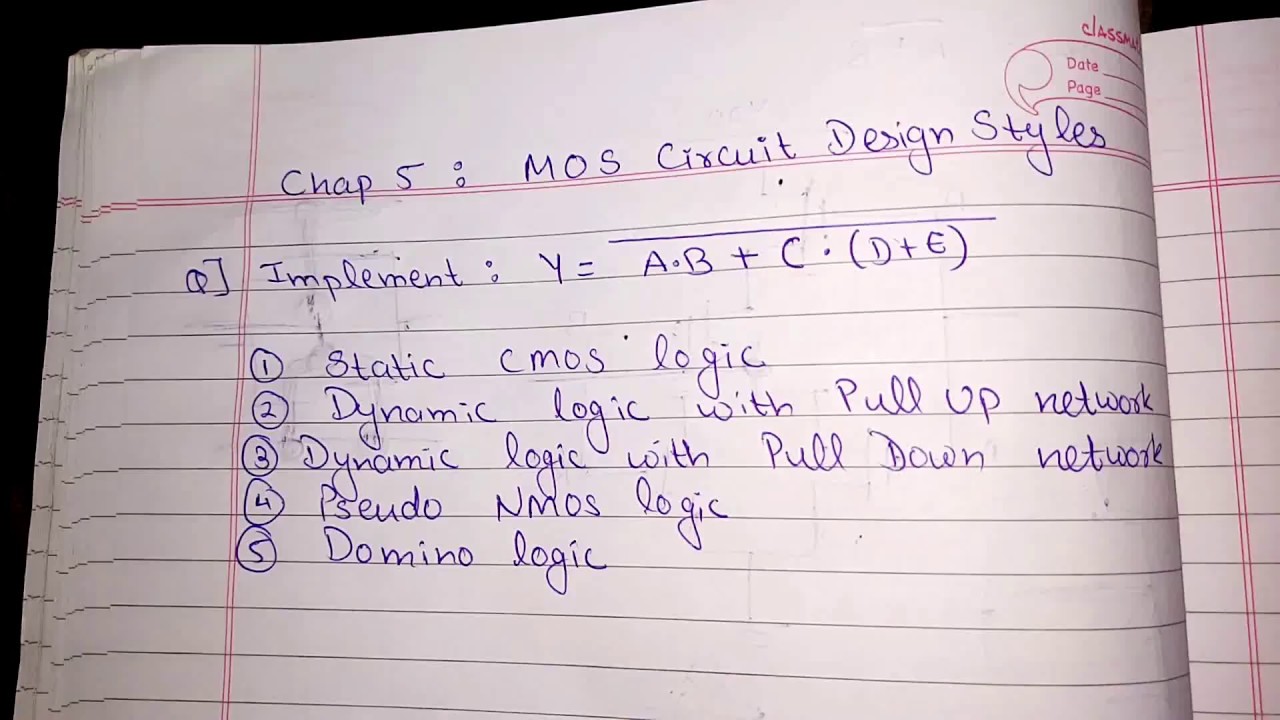 *Read Description Below* Chapter 5 - MOS Circuit Design Styles