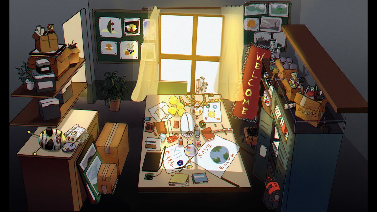 Anime background activity room