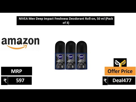 NIVEA Men Deep Impact Freshness Deodorant Roll on, 50 ml Pack of 3