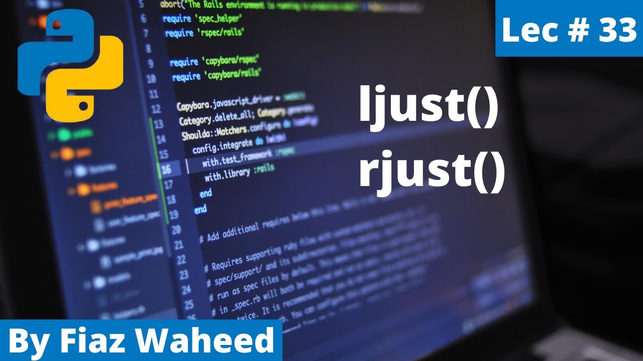 ljust(), rjust(), String Methods, Lec#33 | Python Complete Course for Beginners in Urdu/Hindi 2022