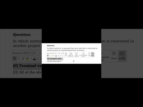 MCQ Terminal Value