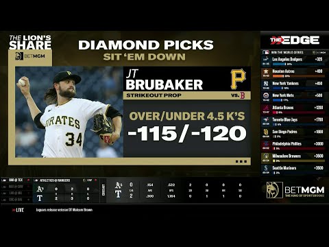 MLB Strikeout Props: JT Brubaker Over 4.5 (-115)