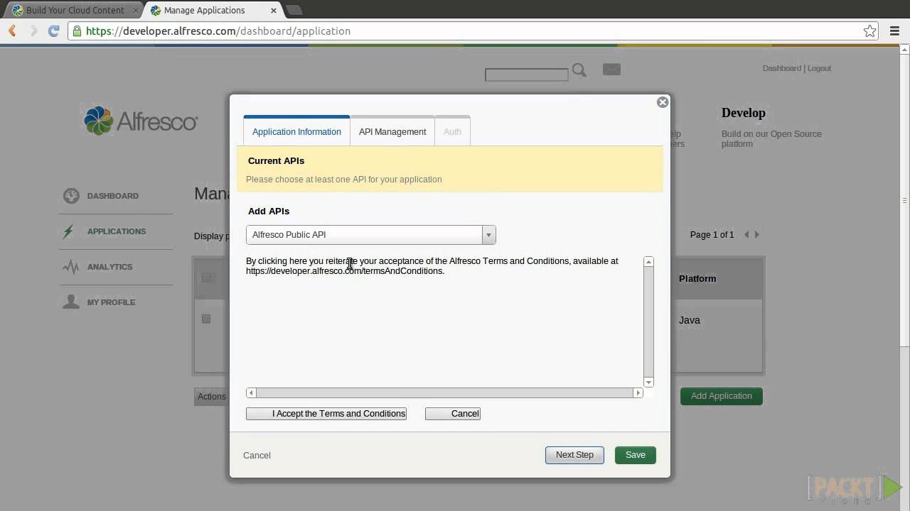 Alfresco 4 ECM Implementation Tutorial: Obtaining an API Developer Key | packtpub.com
