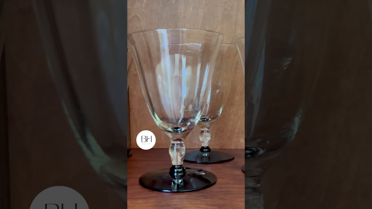 Vintage Drinkware wine🍷Black Stem Wine Glasses  Shop Now #wineglasses #glassware #midcenturymodern