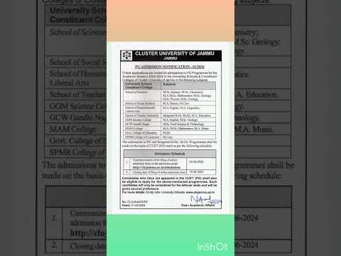 PG ADMISSION CLUSTER UNIVERSITY OF JAMMU 2024