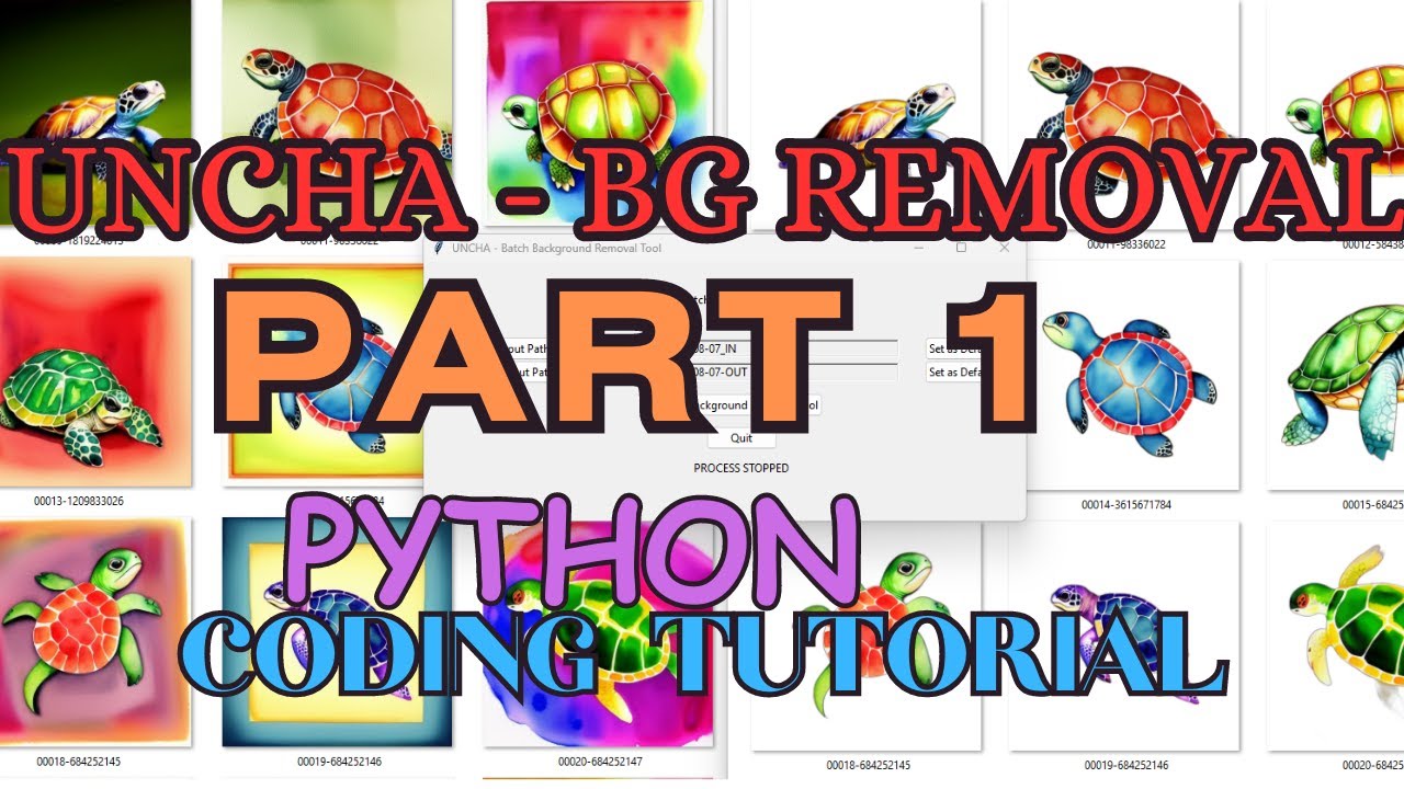 UNCHA - Part 1, Batch Background Removal using Python - Coding Tutorial to create transparent PNGs