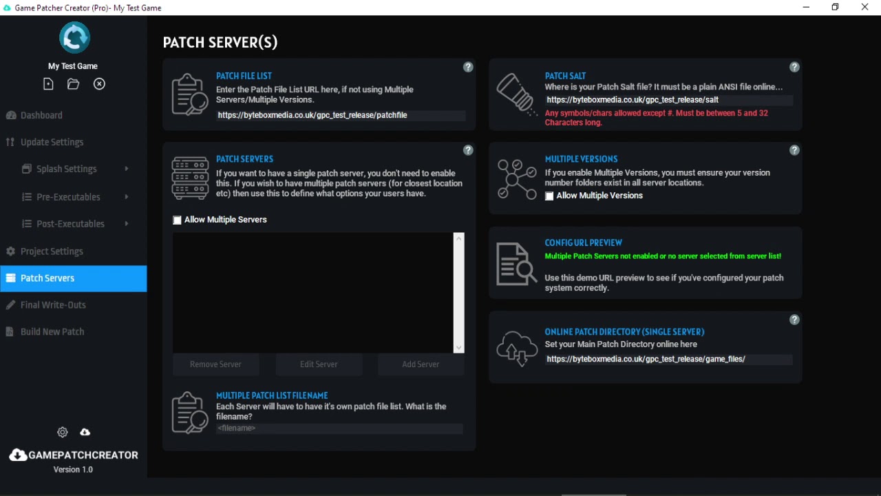 Single Server Setup and Game Patching
