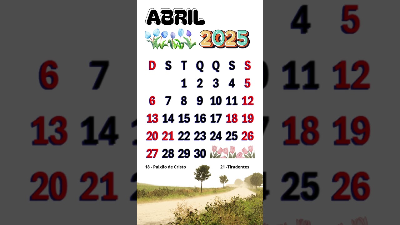 CALENDÁRIO DE ABRIL DE 2025 #shorts #shortsyoutube #shortsvídeo #calendários