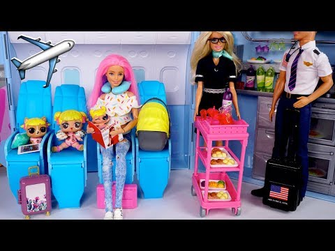 Barbie LOL Family Travel Routine - Baby Goldies First Airplane Ride
