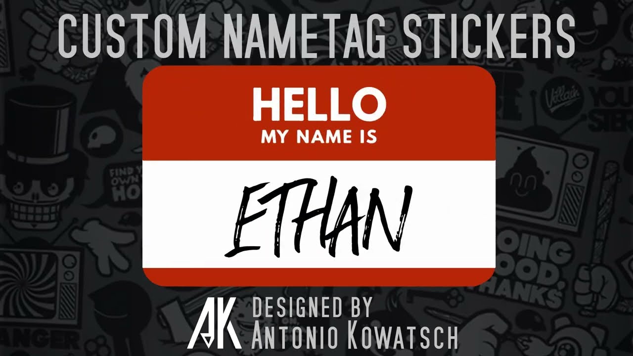 Custom Red Nametag Sticker for Ethan