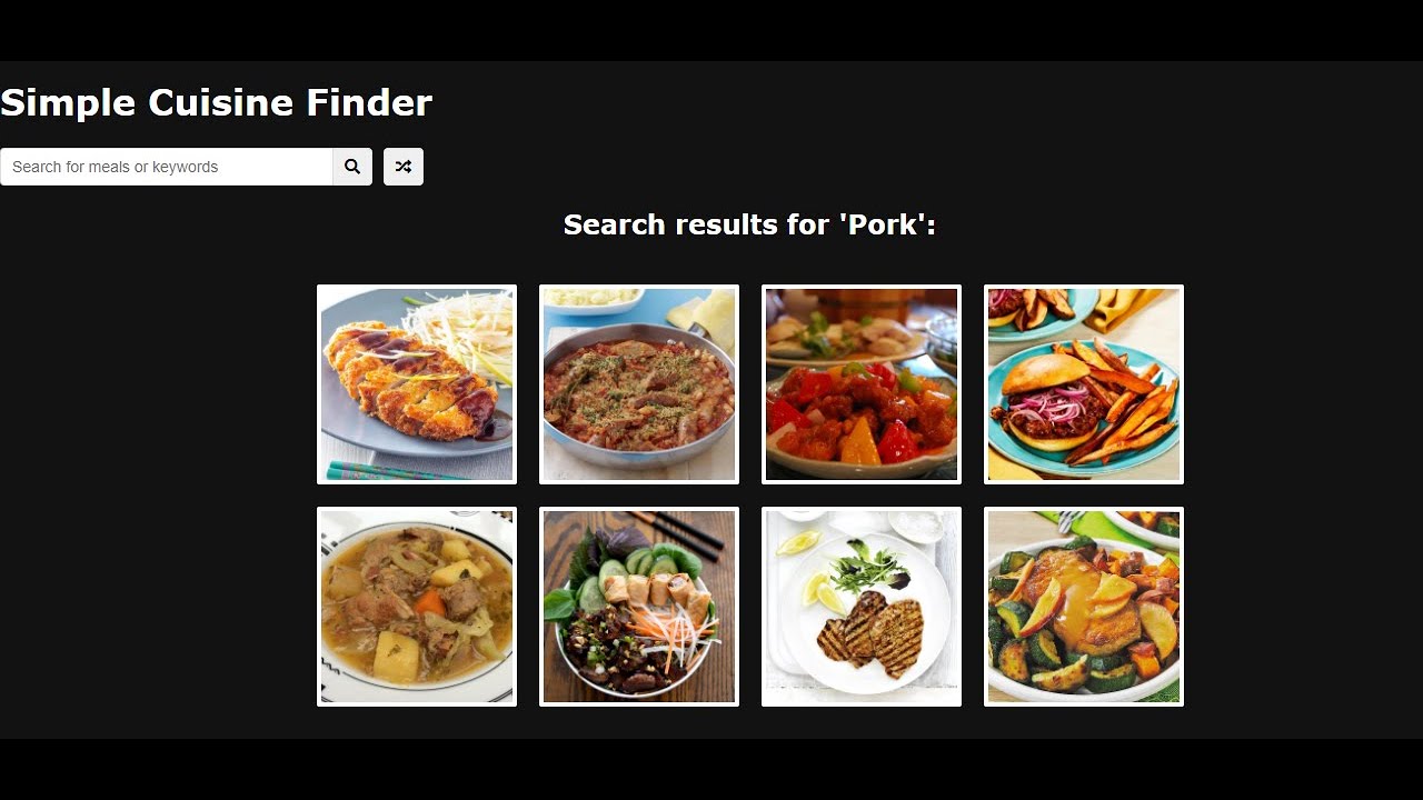 Simple Cuisine Finder using JavaScript