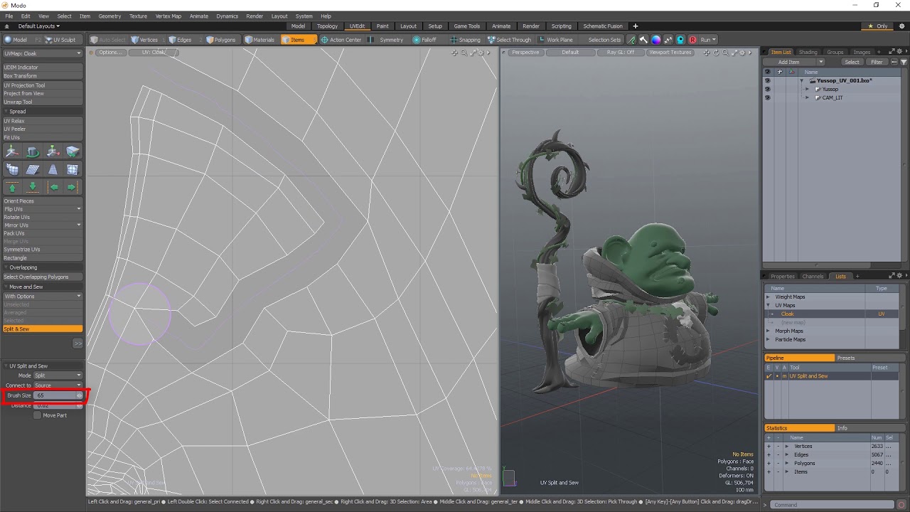 MODO Quick Clip - UV Tools - Split Sew