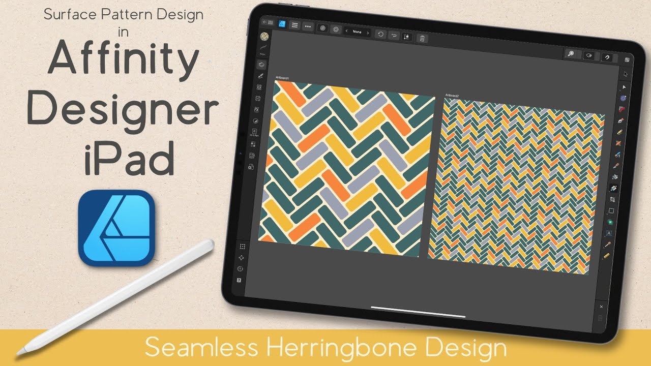 Seamless Herringbone Design | Affinity Designer iPad | Surface Pattern Tutorial | Intermediate