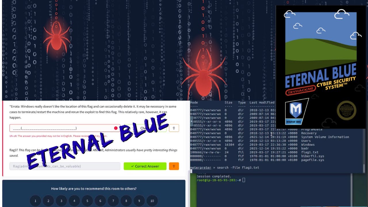 EternalBlue Walkthrough — TryHackMe Room (Full Lab)