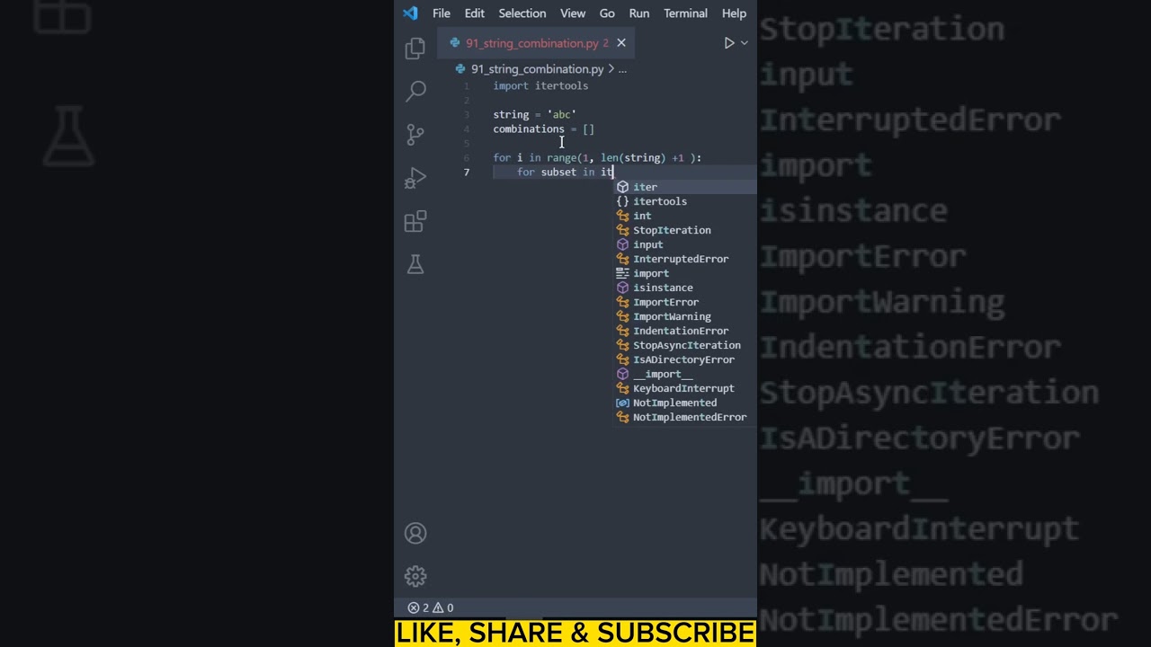 Find the possible string combination of a string #python #shorts #programming