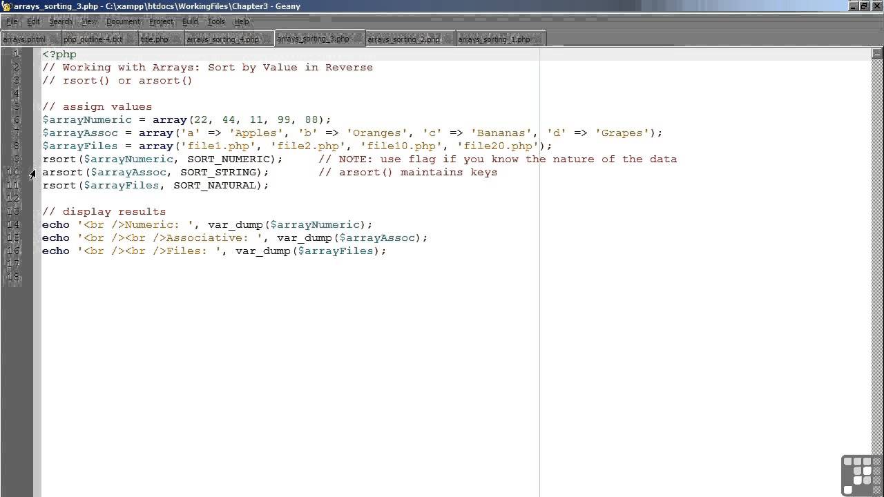 PHP and MySQL Tutorial | Sorting Arrays